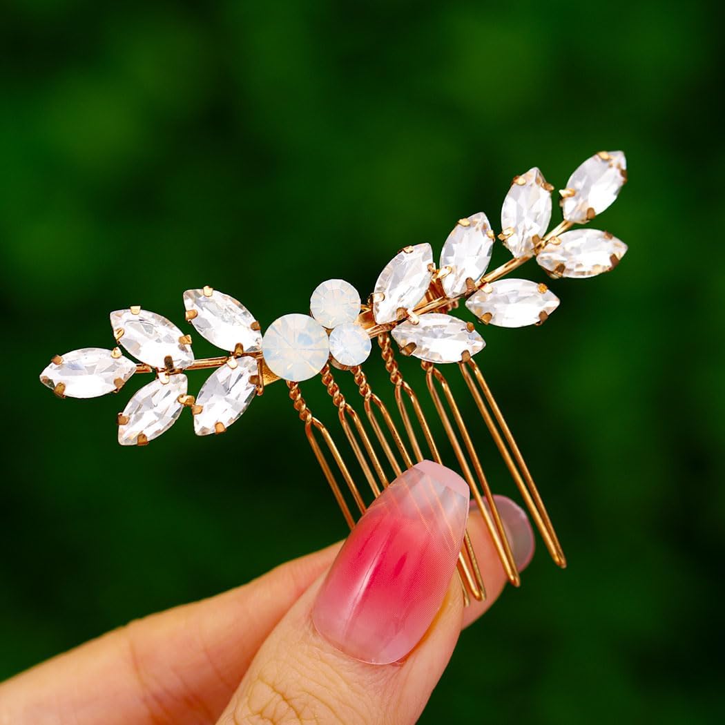 Amazon.com : Foyte Crystal Bride Wedding Hair Comb Leaf Bridal ...
