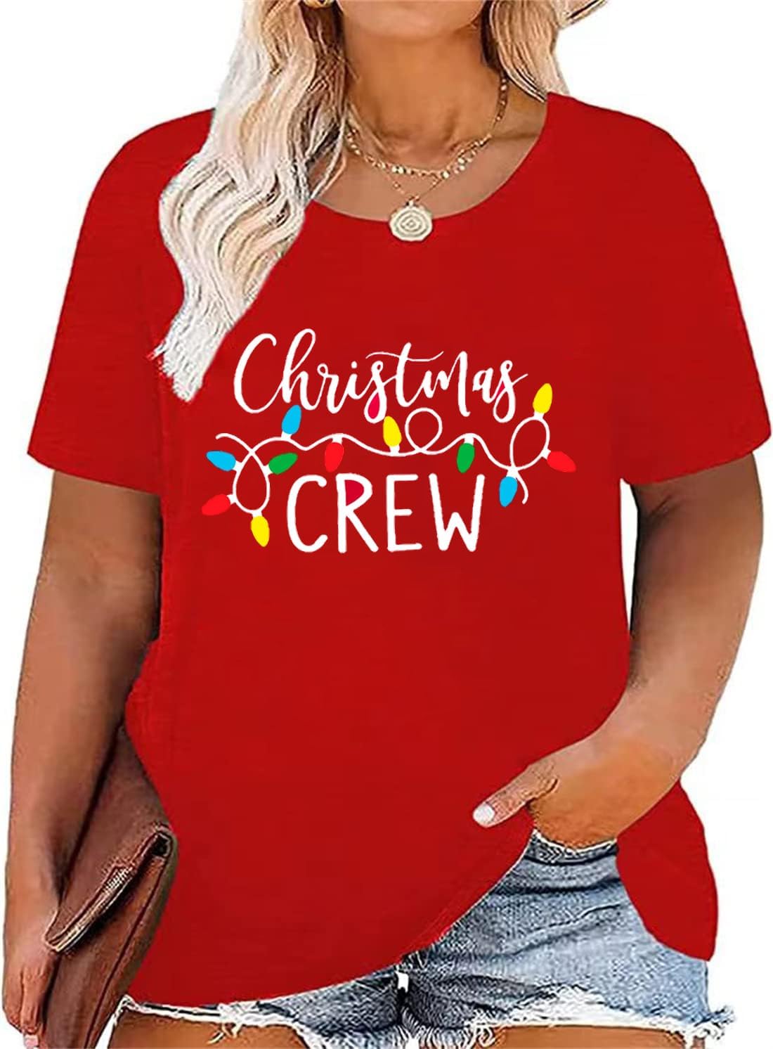 JKMTDNG Plus Size Christmas Shirts Women Christmas Crew Shirt Short ...