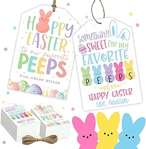 Amazon.com: Easter Tags with String-50Pcs Easter Paper Tags Easter ...
