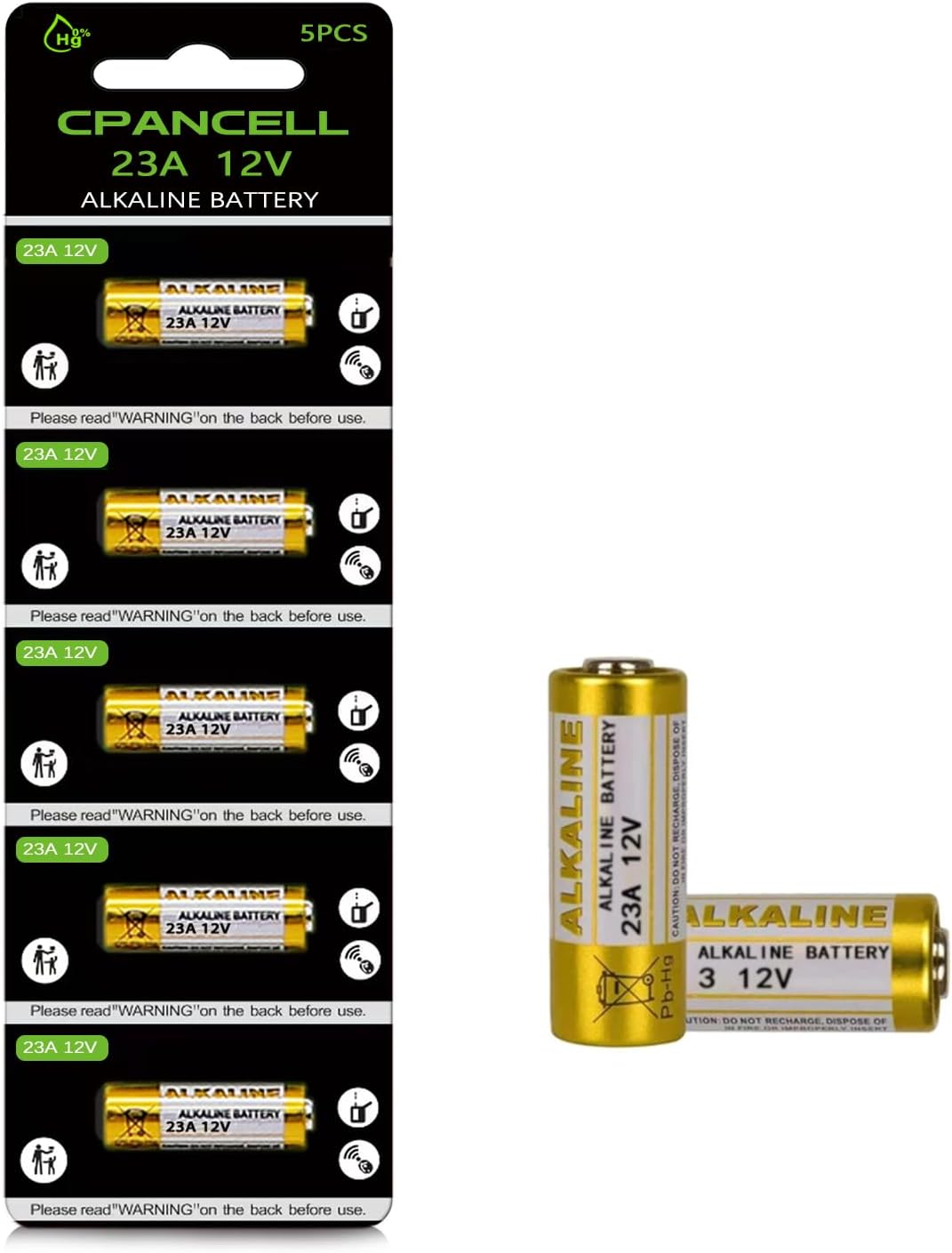 Amazon.com: CPANCELL A23 23A 12V Alkaline Battery MN21/23 L1028f ...
