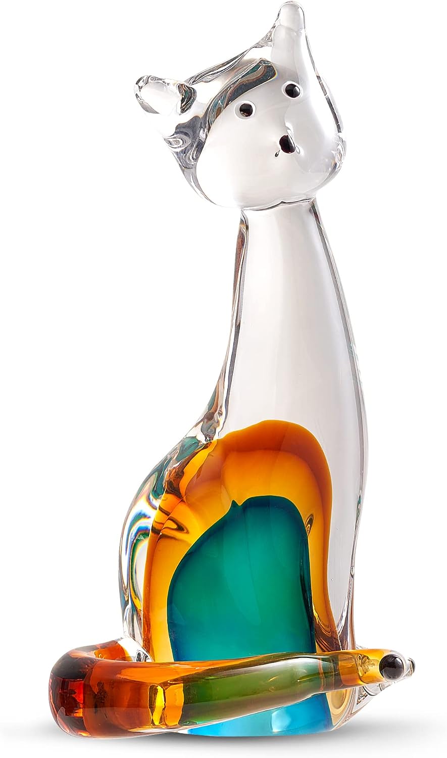 Amazon.com : EUSTUMA Hand Blown Glass Cat Figurine Ornament,Animal ...