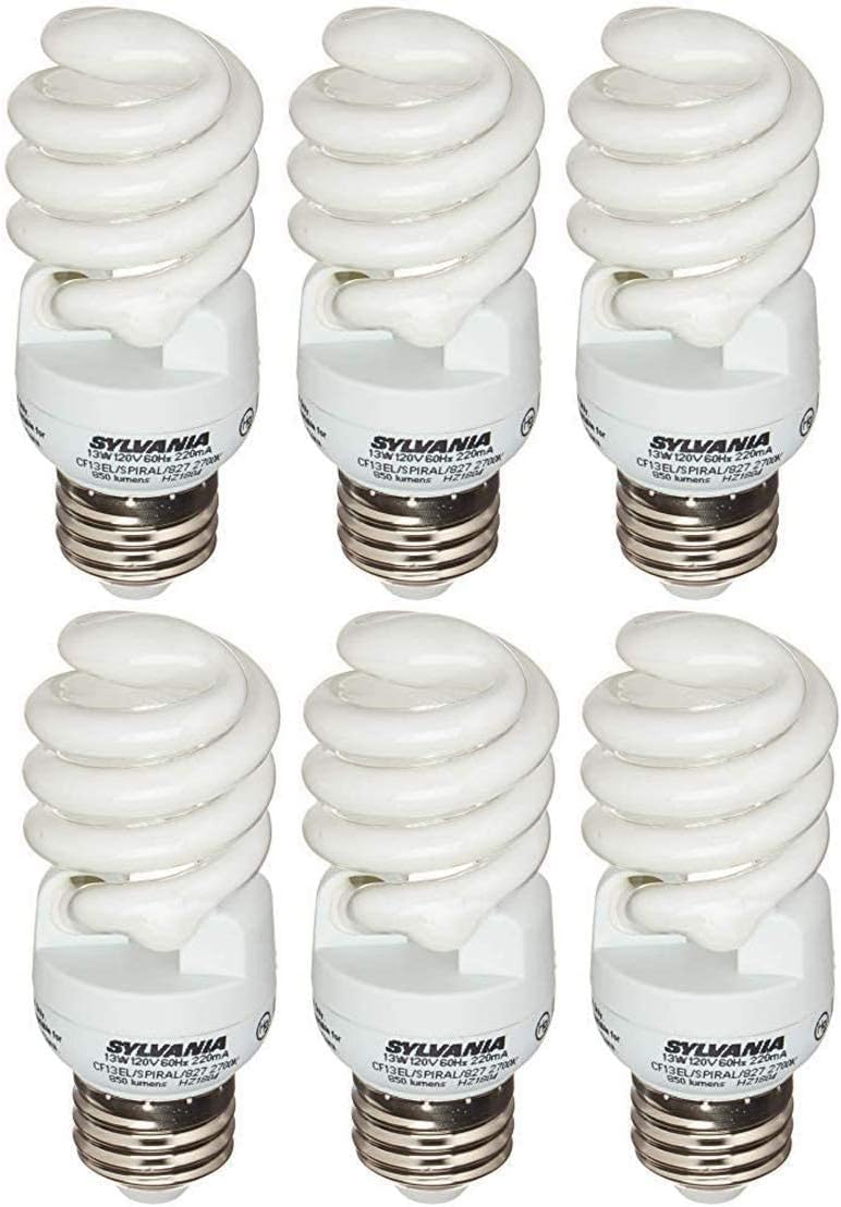 Amazon.com: Sylvania 13W CFL T2 Spiral Light Bulb, 60W Equivalent, 850 ...