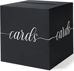 Amazon.com: QIKSION Black Card Box with Silver Foil Design, Gift Cards ...