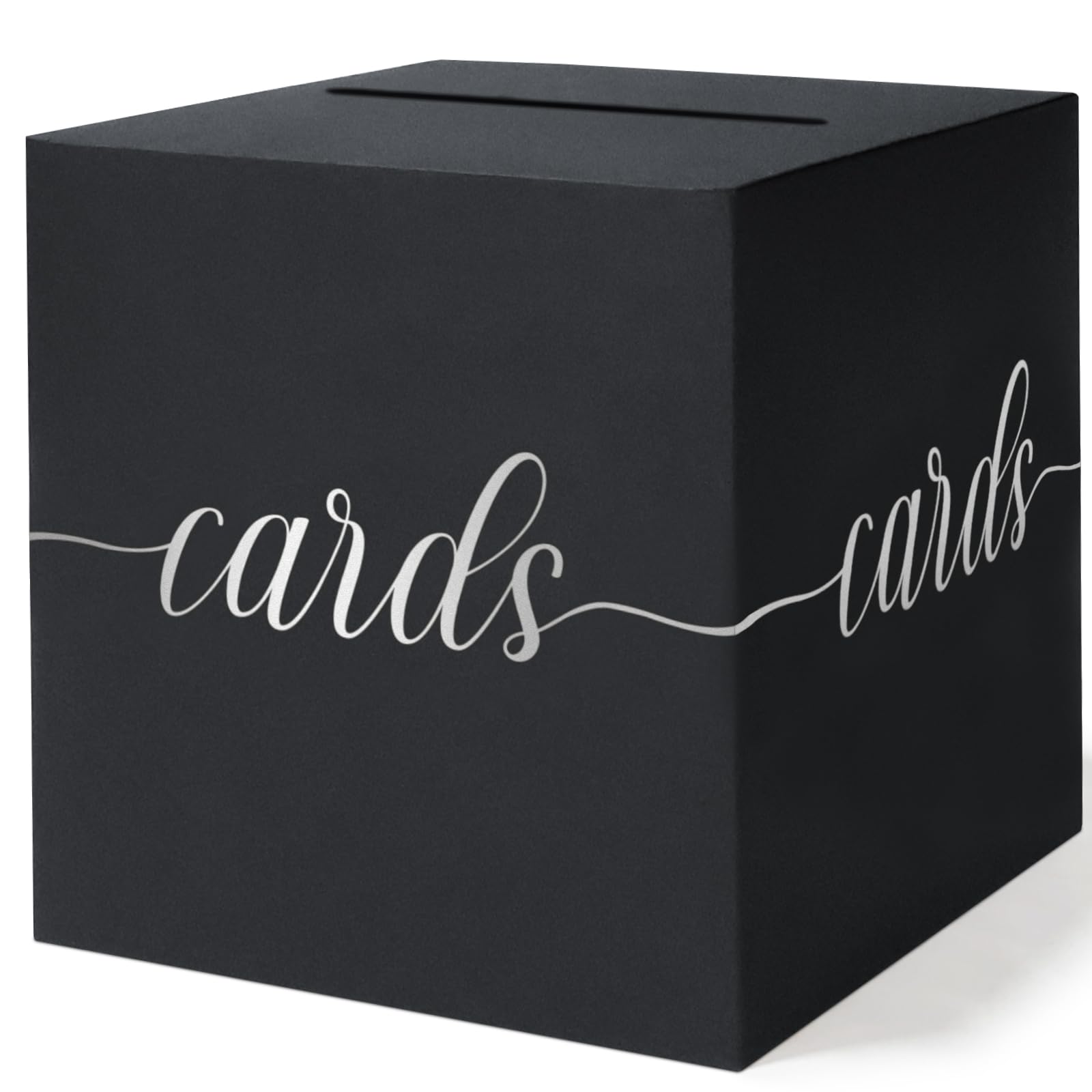Amazon.com: QIKSION Black Card Box with Silver Foil Design, Gift Cards ...