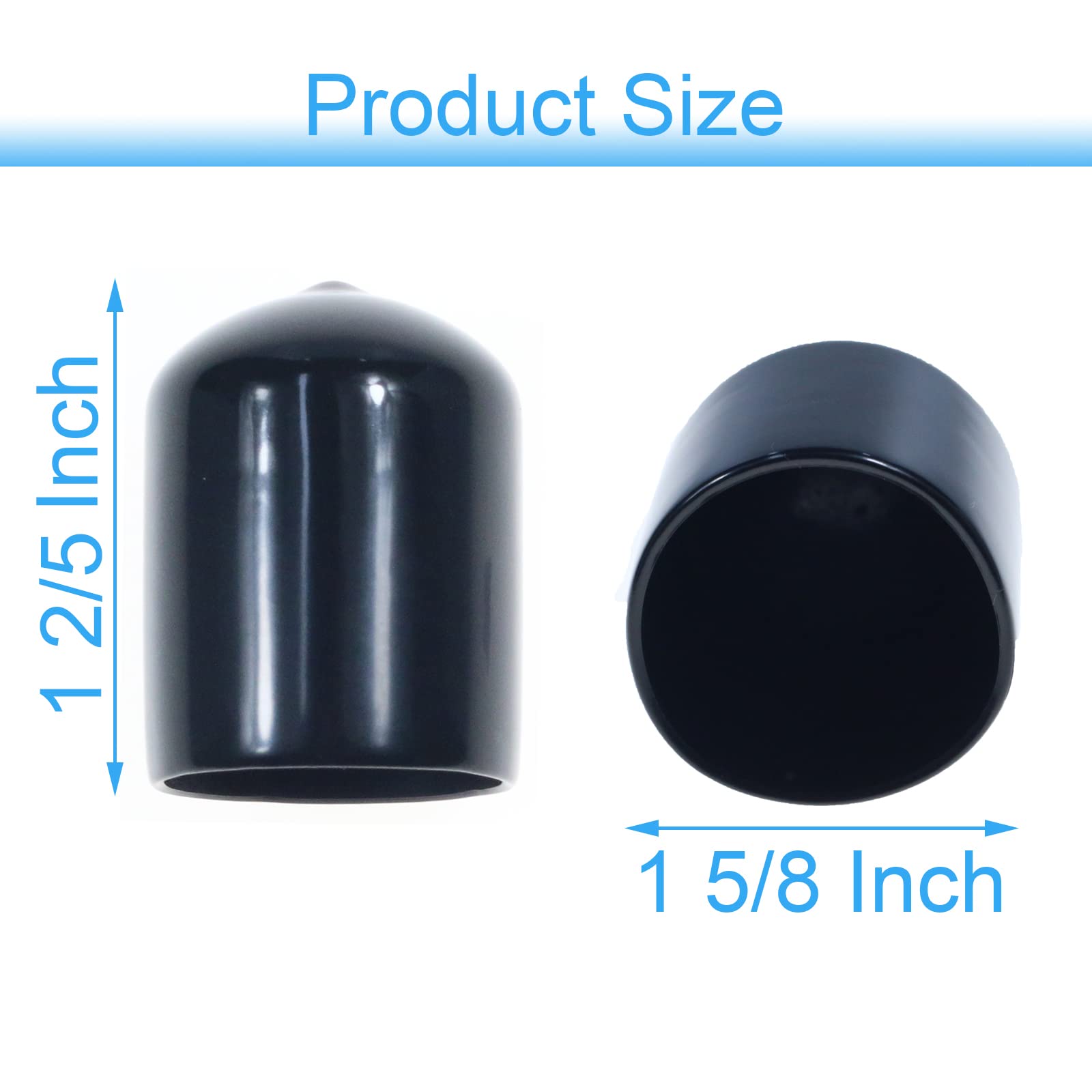 Snapklik.com : 1 5/8 Inch Rubber Cap Round Rubber End Caps PVC Flexible ...