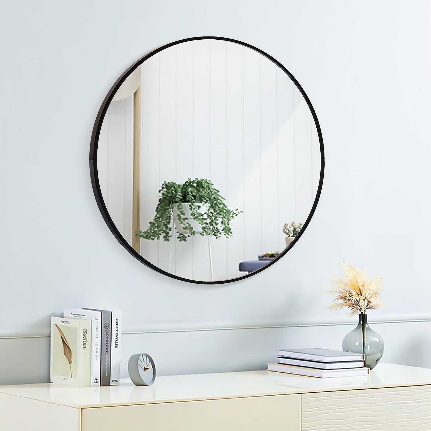 Amazon.com: Round Mirror, Black Round Mirror 16 Inch, Round Wall Mirror ...