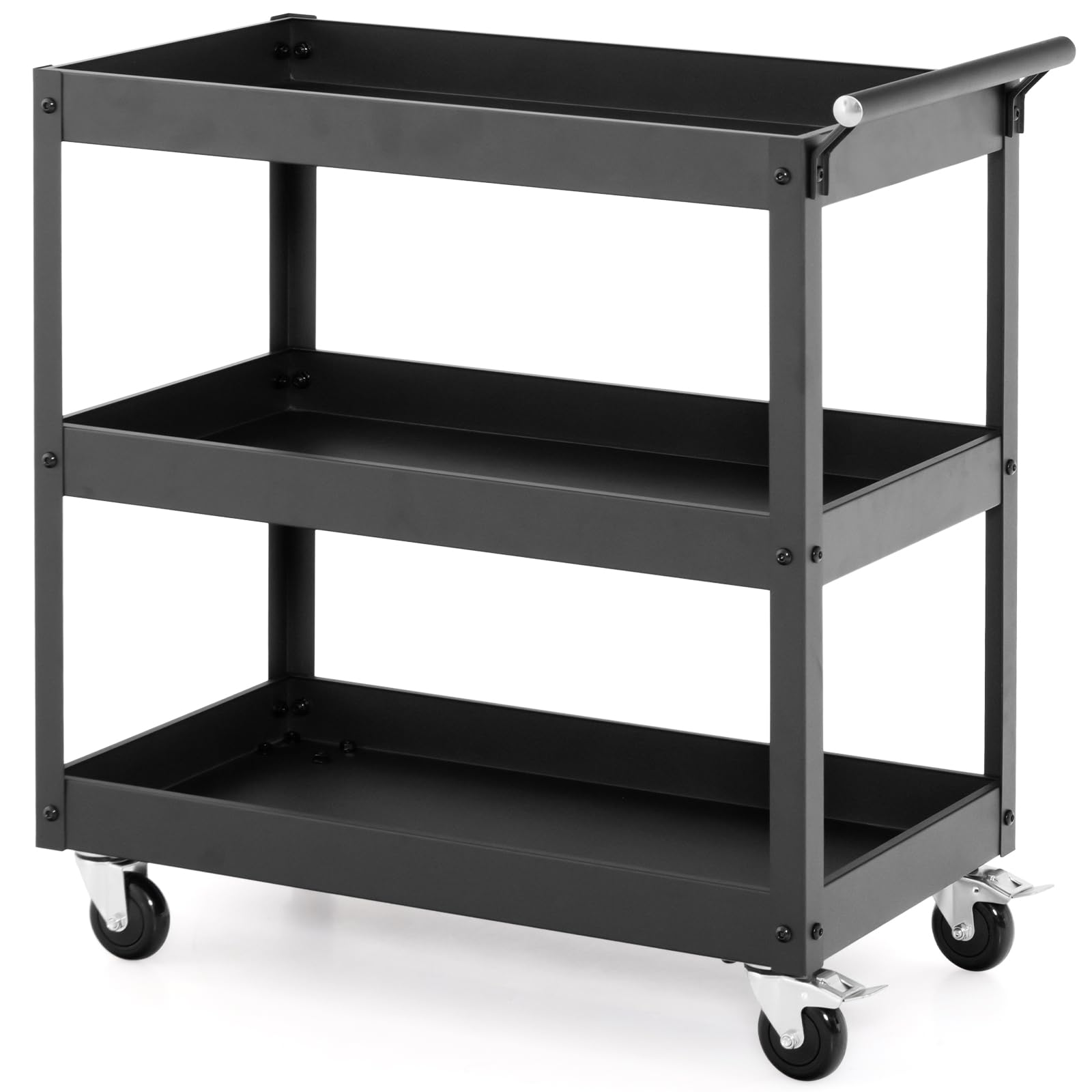 COSTWAY 3 Tiers Tool Trolley, Heavy Duty Service Cart with Handle and ...