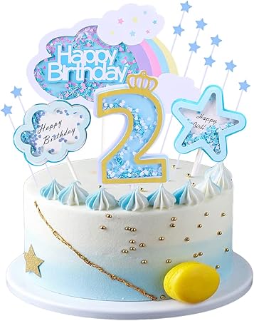 Kawailay Baby Boy 2nd Birthday Cake Decoration Set Second Birthday Cake ...