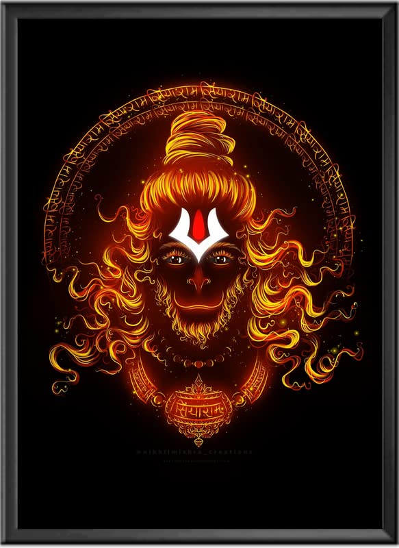 SANVIK CREATIONS Lord Hanuman Ji Glowing ArtWork With Mantras (Size ...