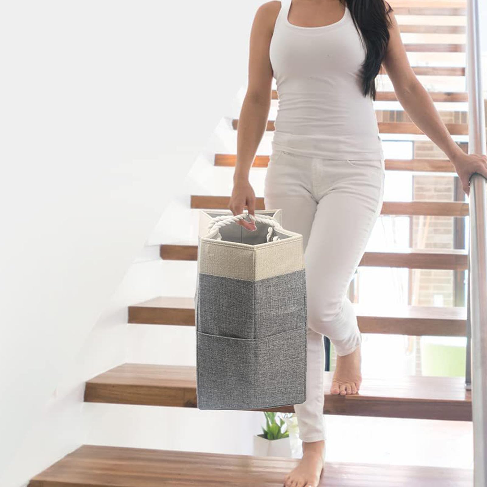 Laundry Stair Baskets For Carpeted Stairs - L-Shape Design Step Storage ...