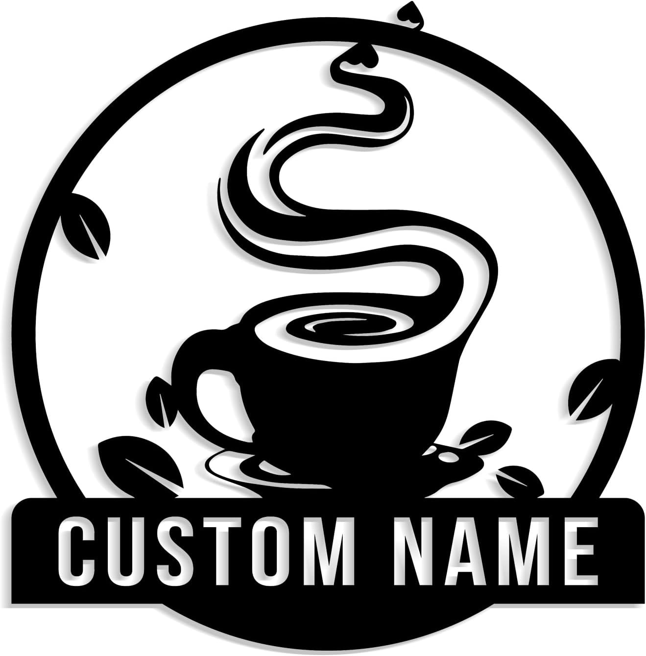 Amazon.com: Coffee metal sign, personalized coffee bar name, wall art ...