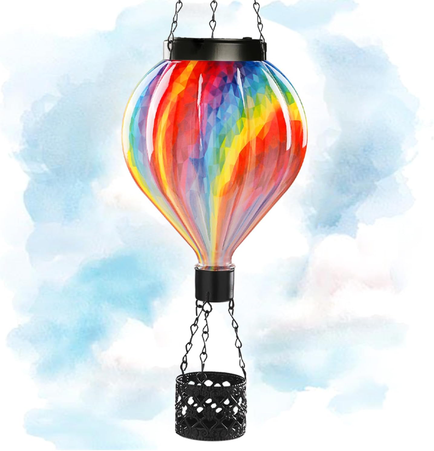 Amazon.com: Glass Hot Air Balloon Solar Lantern,Solar Hot Air Balloon ...