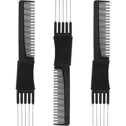 Amazon.com : Leinuosen 3 Pack Carbon Lift Teasing Combs with Metal ...