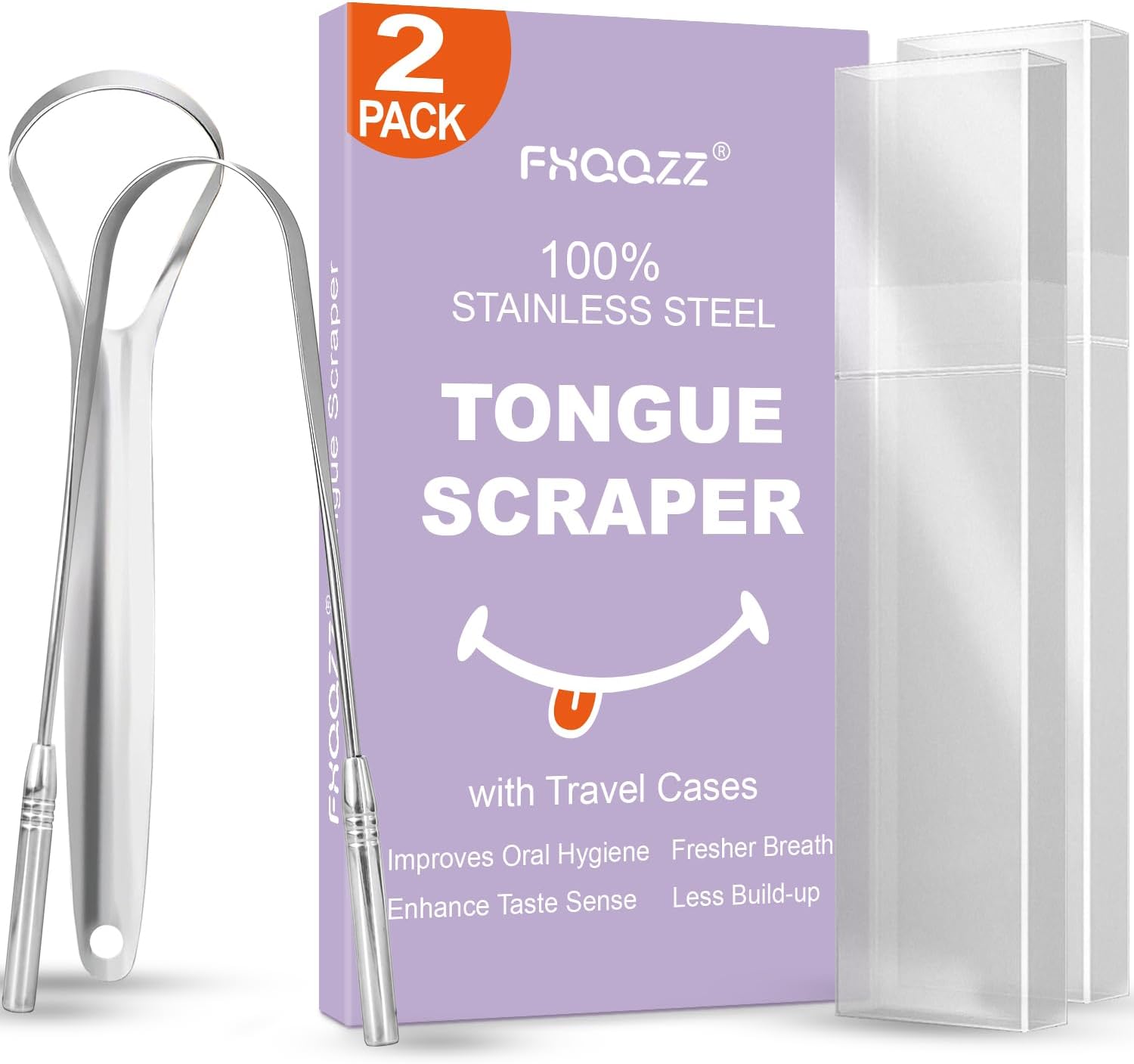 Tongue Scraper 2 Pack, Metal Tongue Scrapers for Both Adults and Kids ...