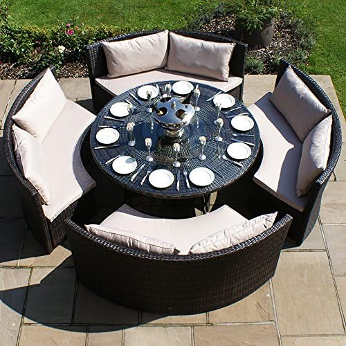 Amazon.com : Asha Chester 12 Seater Rattan Round Sofa Dining Set ...