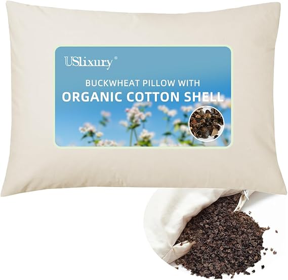 Amazon.com: USlixury Organic Buckwheat Pillow for Sleeping - 14"X20 ...