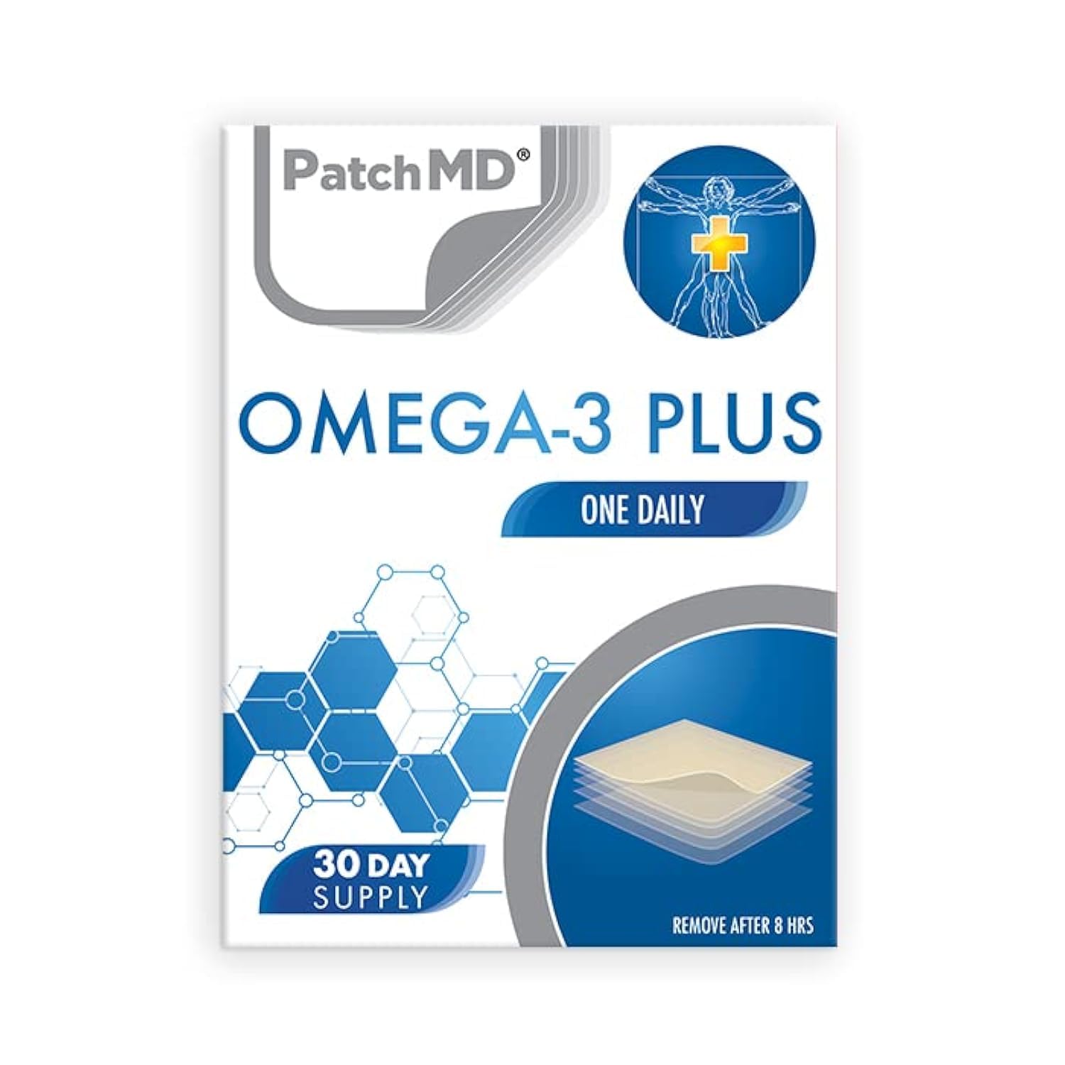 PatchMD - Patch Omega-3 Plus - Suprimento para 30 Dias com 30 Patches Individualmente Embalados ...