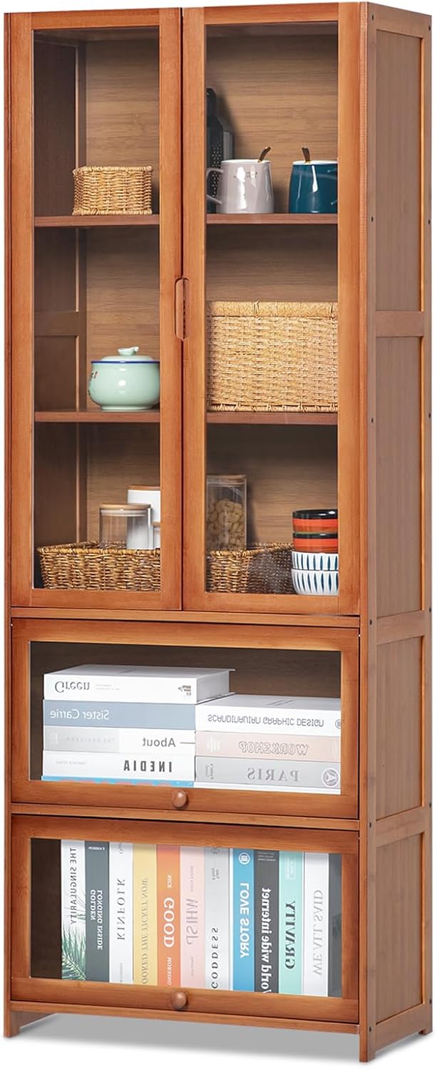 Amazon.com: Athena Collection Book Shelf Bookcase with Door 5-Tier Tall ...