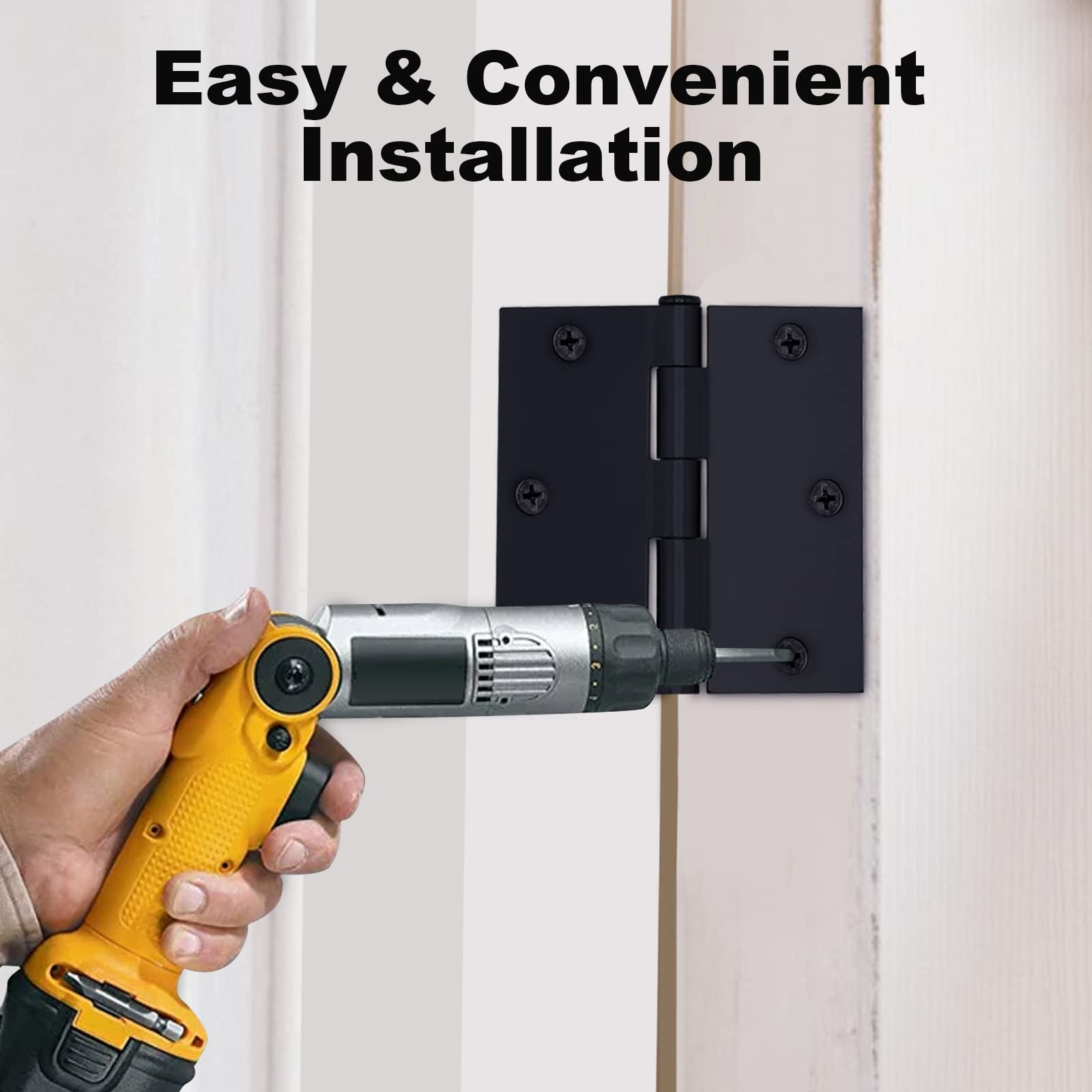 Snapklik.com : Door Hinges, 3.5 In 48 Pack Square Corners Matte Black ...