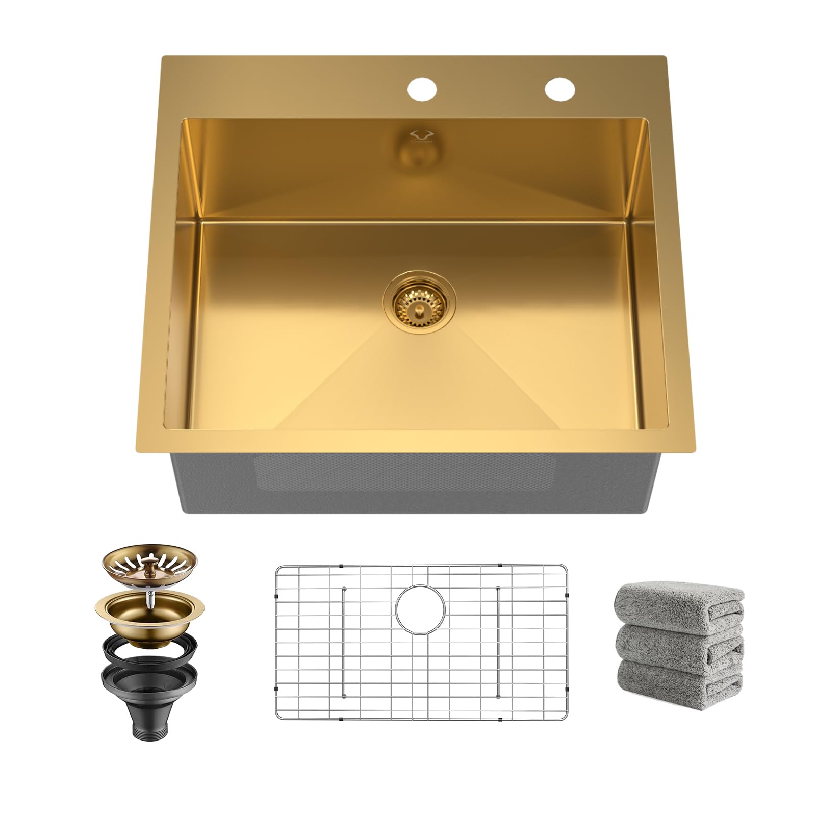 Snapklik.com : Drop In Kitchen Sink 27 Inch Gold Top Mount Sink 16 ...