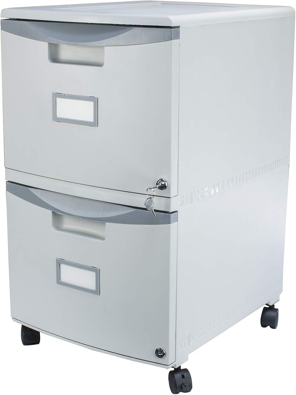 Amazon.com: Storex Plastic Two-Drawer File Cabinet – Locking Document ...