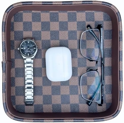 Amazon.com: NAKOR HOME Leather Valet Tray for Men (Solid Wood Inside ...