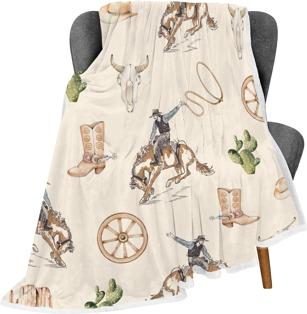 Amazon.com: Western Cowboy Throw Blankets, Western Riding Horse Wild ...
