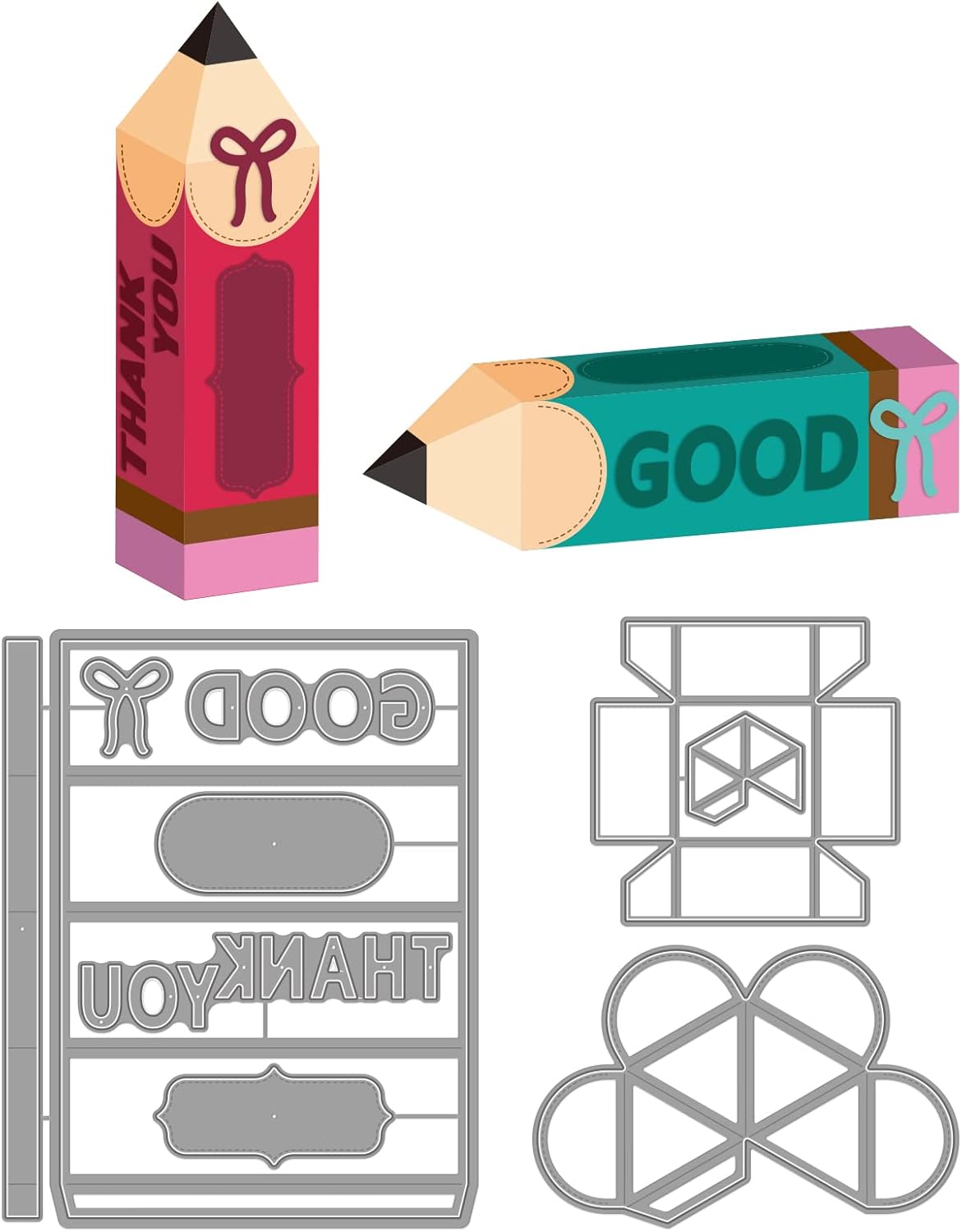 Amazon.com: GLOBLELAND 3Pcs 3D Pencil Gift Box Cutting Dies Pencil ...