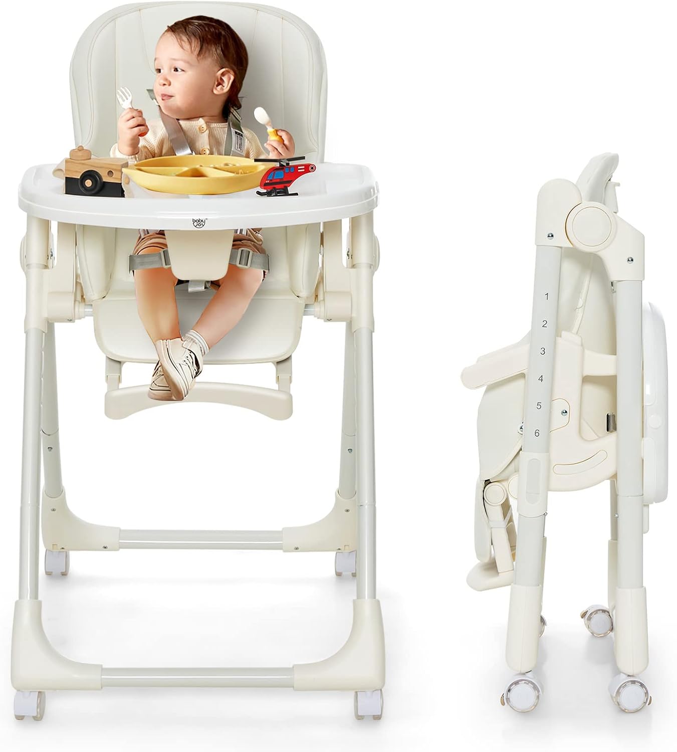 COSTWAY Foldable Highchair for Babies and Toddlers, Adjustable High ...