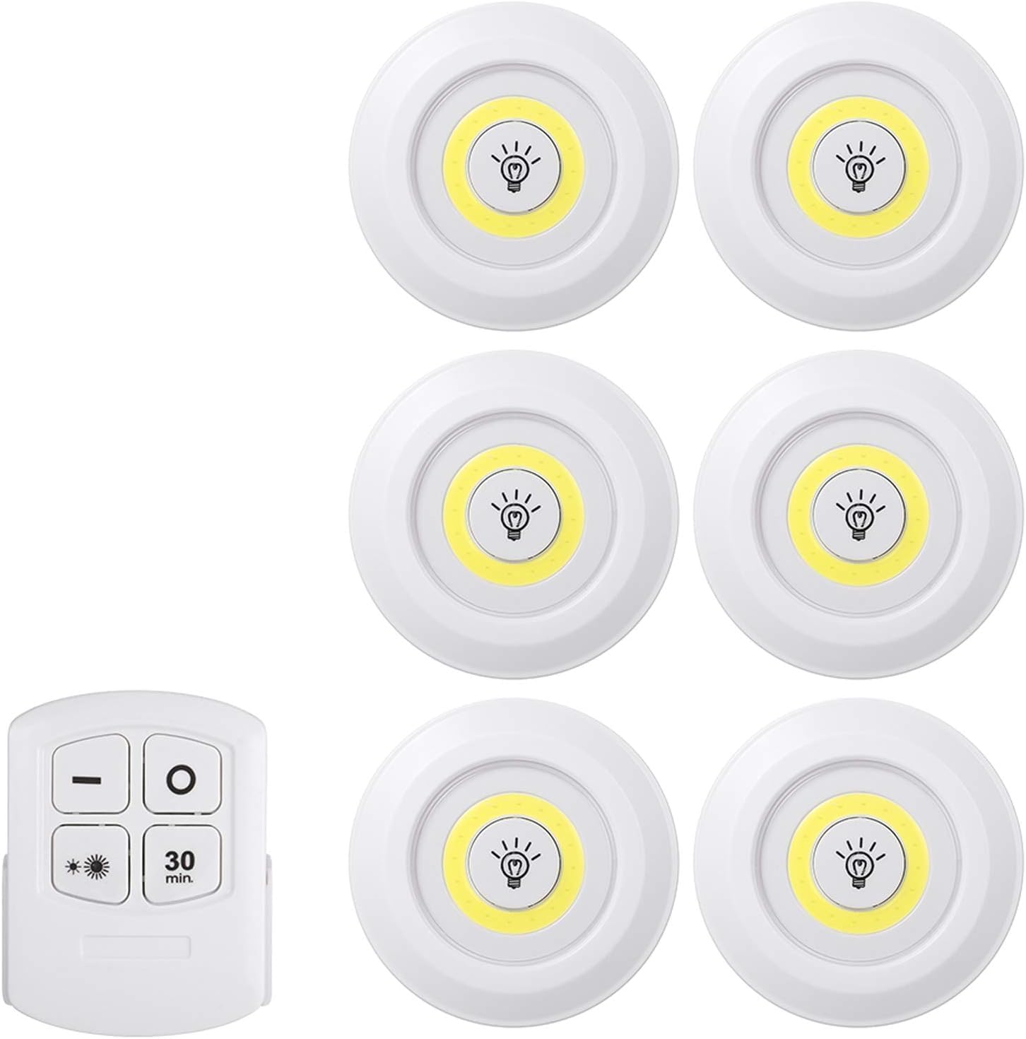 Buy Elterazone 1W COB LED Puck Light 6 Pack with Remote Controller ...