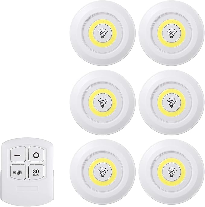Buy Elterazone 1W COB LED Puck Light 6 Pack with Remote Controller ...