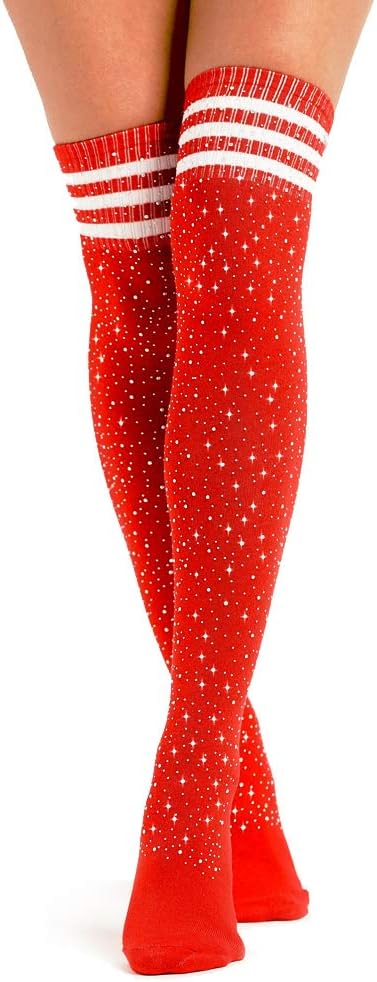 Lookswe Womens Over Knee High Socks Sexy Sparkle Rhinestone Stockings ...
