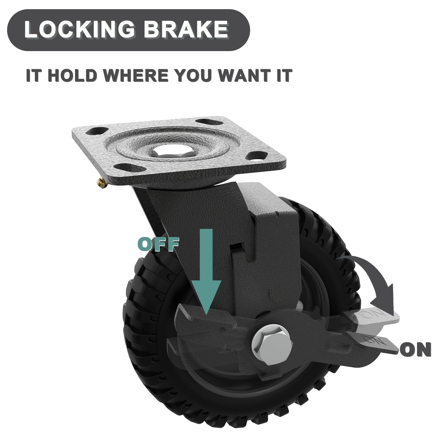 Snapklik.com : Heavy Duty Caster Wheel 8 Inch,Plate Caster Swivel 2 ...