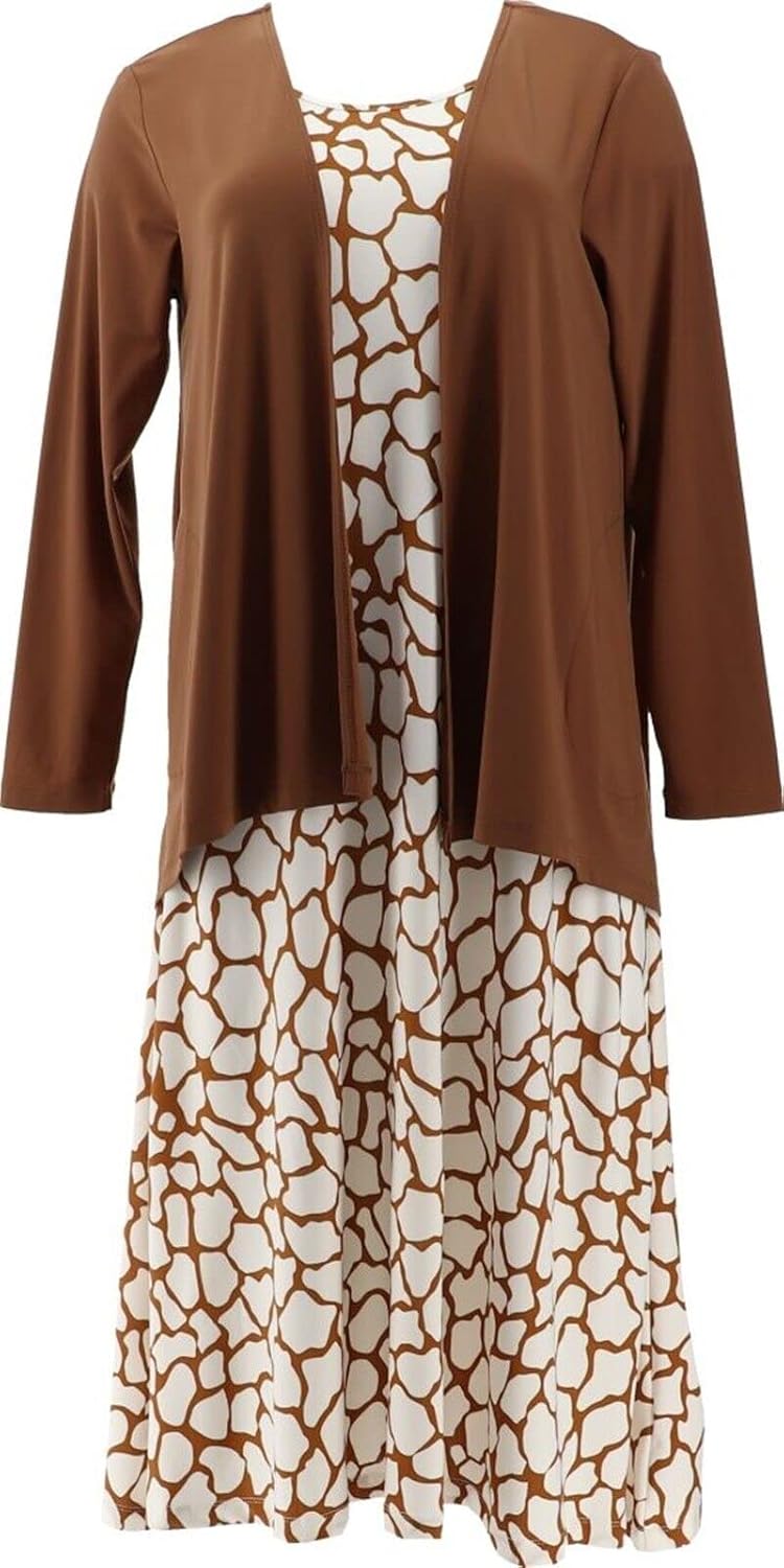 Attitudes Renee Jersey Midi Dress Cardigan Set A495944 at Amazon Women ...