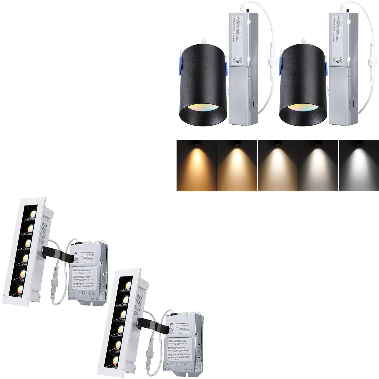 TORCHSTAR 7 Inch 5CCT LED Recessed Mini Linear Light with Junction Box ...