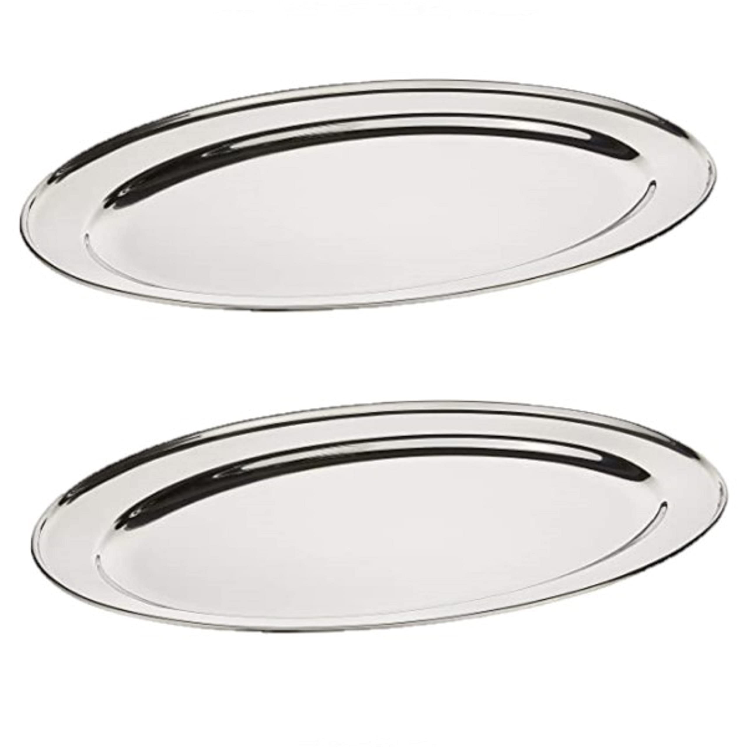 Amazon.com | TrueCraftware- Set of 2 Oval 16” Platter Stainless Steel ...