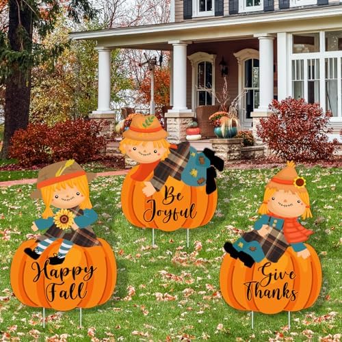 Amazon.com : Thanksgiving Outdoor Decorations Yard, Scarecrow Pumpkin ...