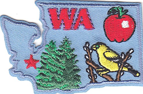 Snapklik.com : "WA" WASHINGTON STATE SHAPE PATCH-Iron On Embroidered ...