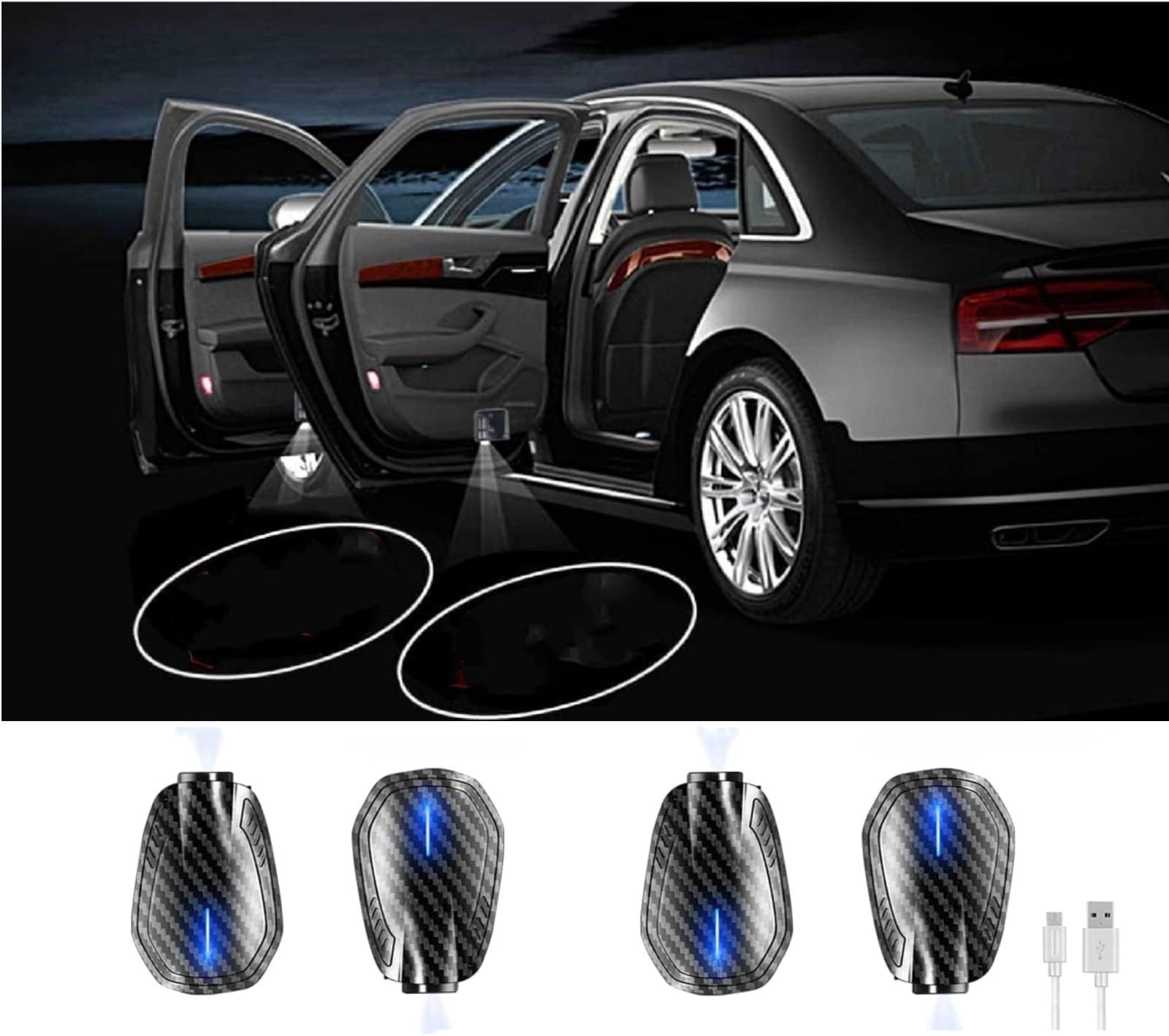 Amazon.com: Personalized Car Door Projector Lights,Custom Carbon Fibre ...