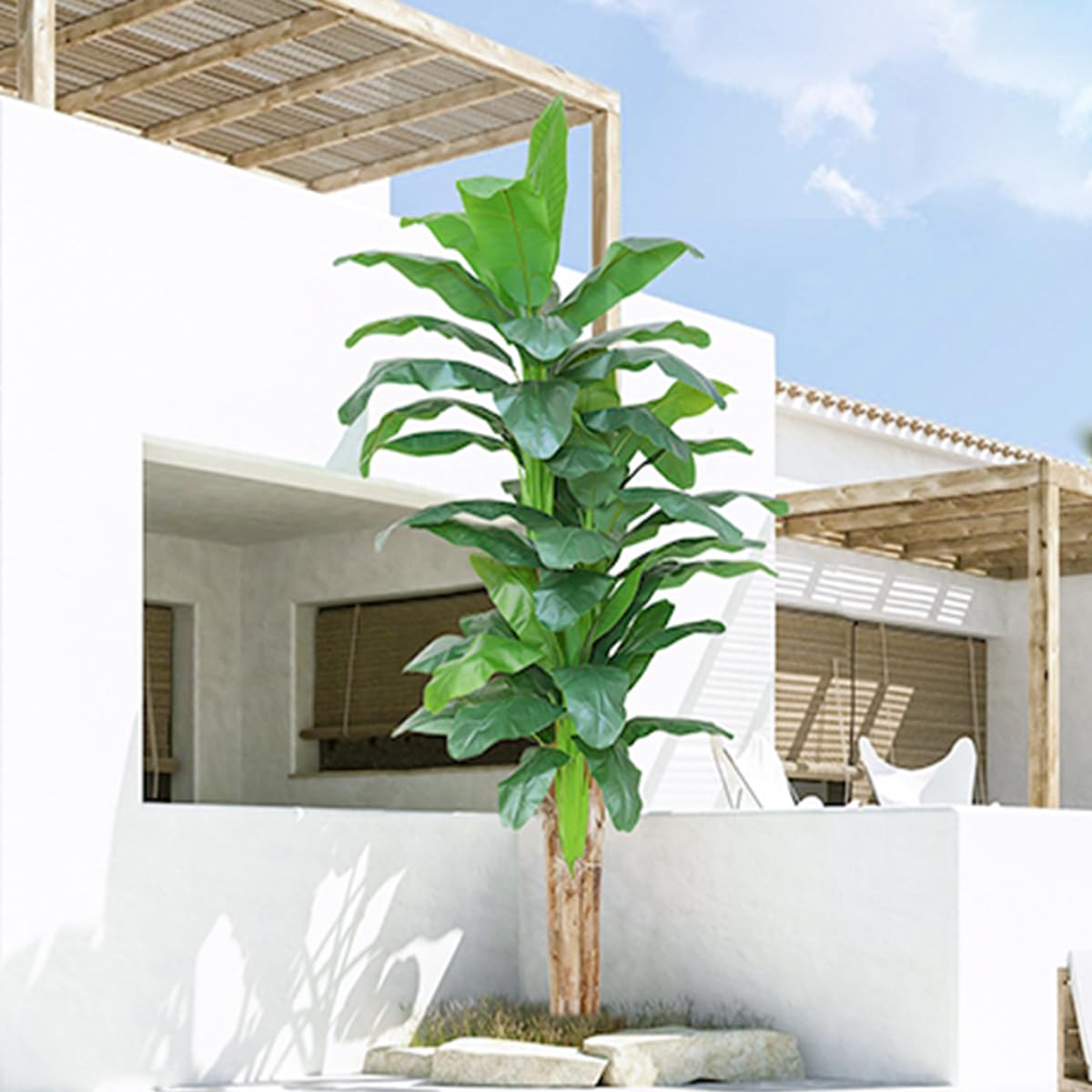 Hobyhoon Extra Tall 8.5ft Banana Leaf Tree - Artificial Indoor Outdoor ...
