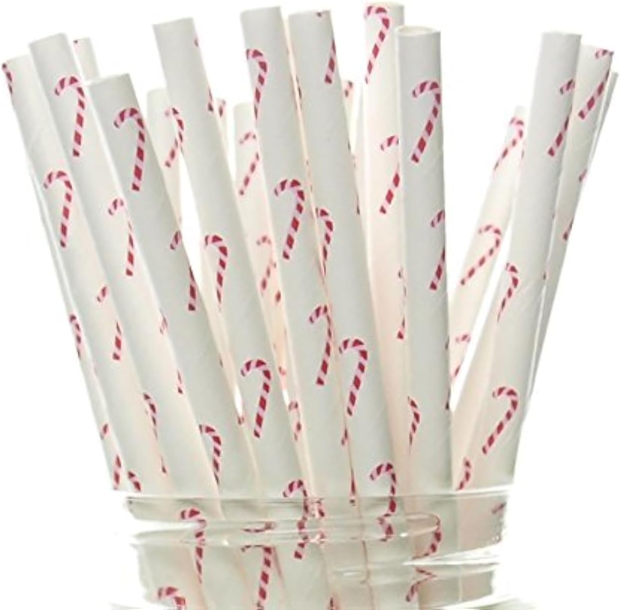 Amazon.com: Candy Cane Pattern Straws (25 Pack) Christmas Holiday Party ...