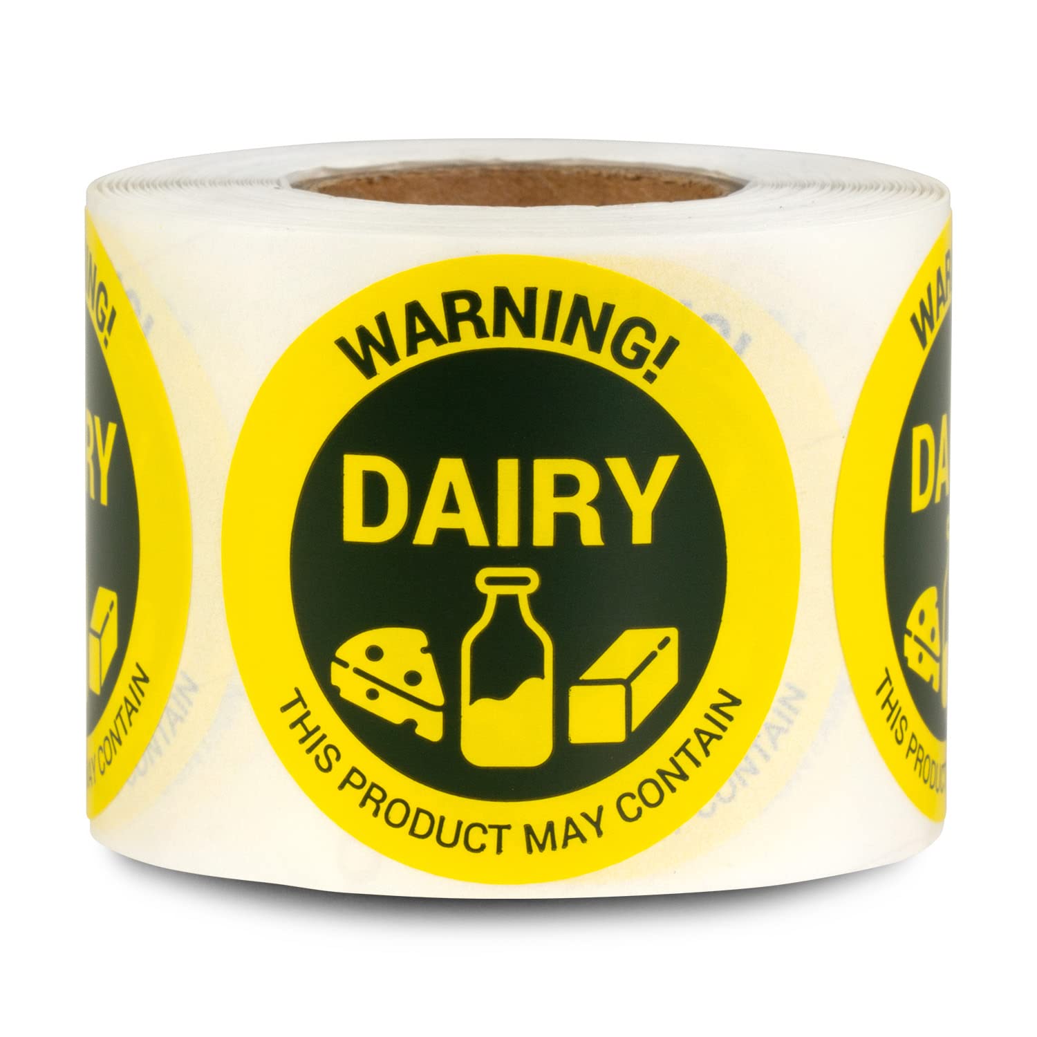 Snapklik.com : 300 Labels, 1 Roll - Dairy Allergy Warning Stickers