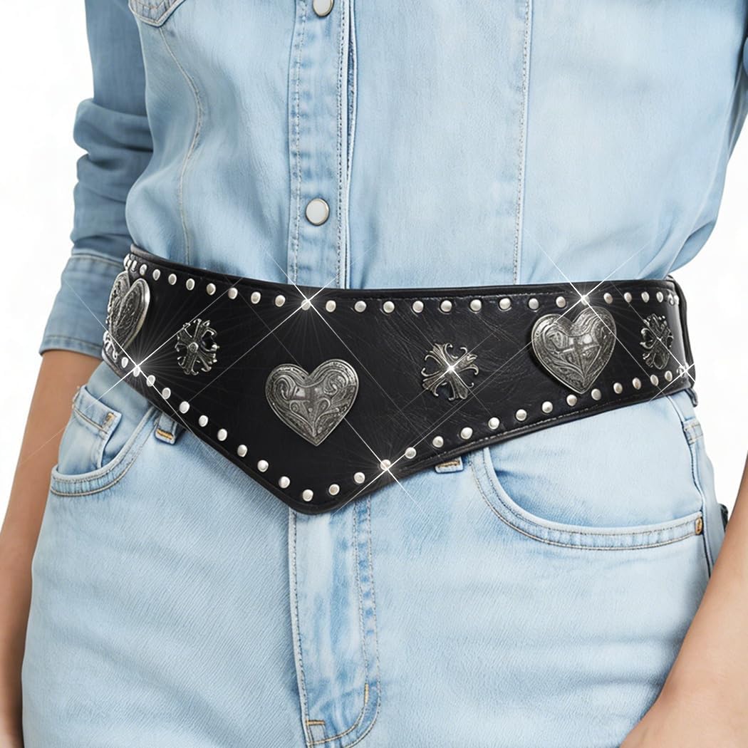 BODIY Black Leather Wide Belt Vintage Waist Belts Stretch Corset Belts ...