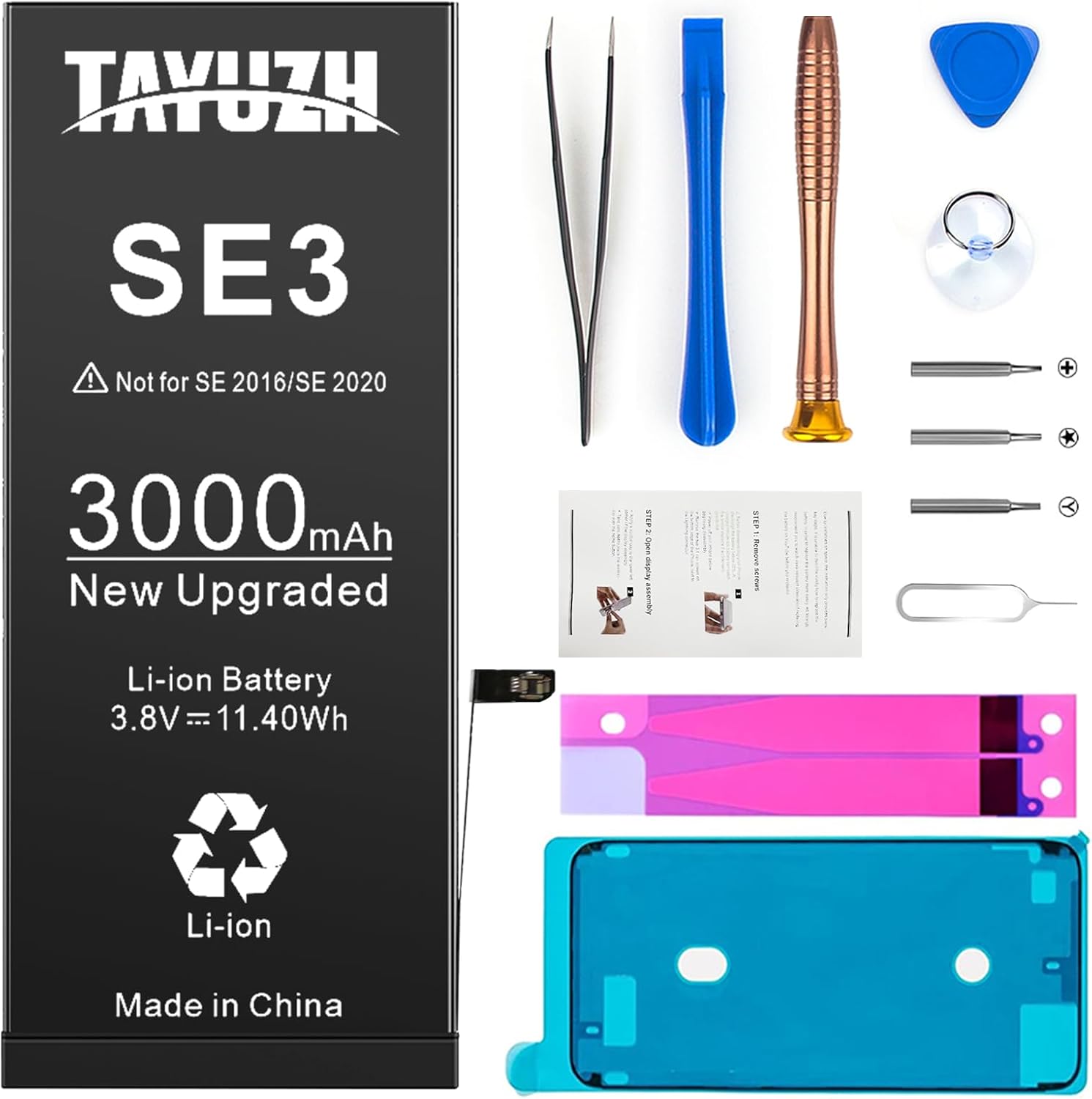 Amazon.com: TAYUZH Battery for iPhone SE 2022/SE 3rd Gen, 3000 mAh Li-Polymer Replacement ...