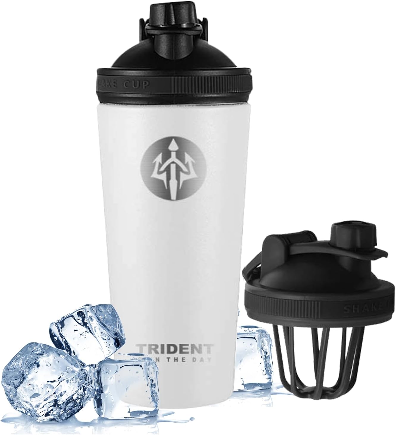 Amazon.com: Trident 26 oz Insulated Shaker Bottle - Double Wall Stainless Steel Protein Shaker ...