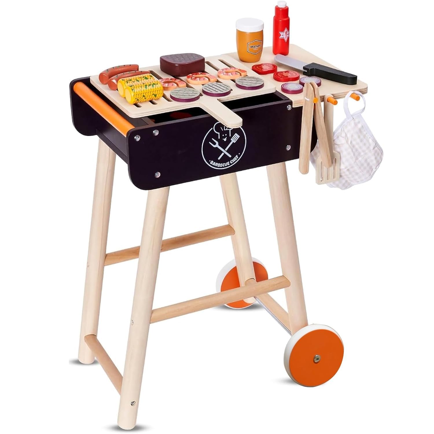 Amazon.com: MerryPony Wooden Play Barbecue Toy Grill, Kids BBQ Grill ...