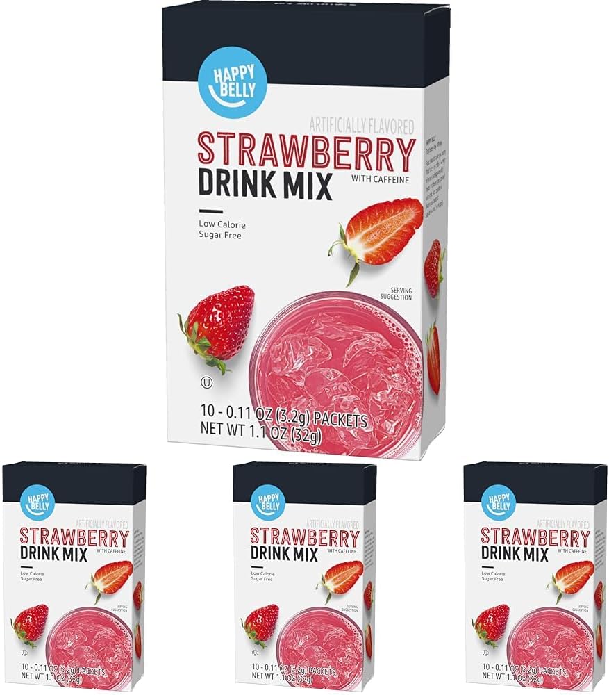 Amazon.com: Amazon Brand - Happy Belly Drink Mix Singles, Strawberry ...