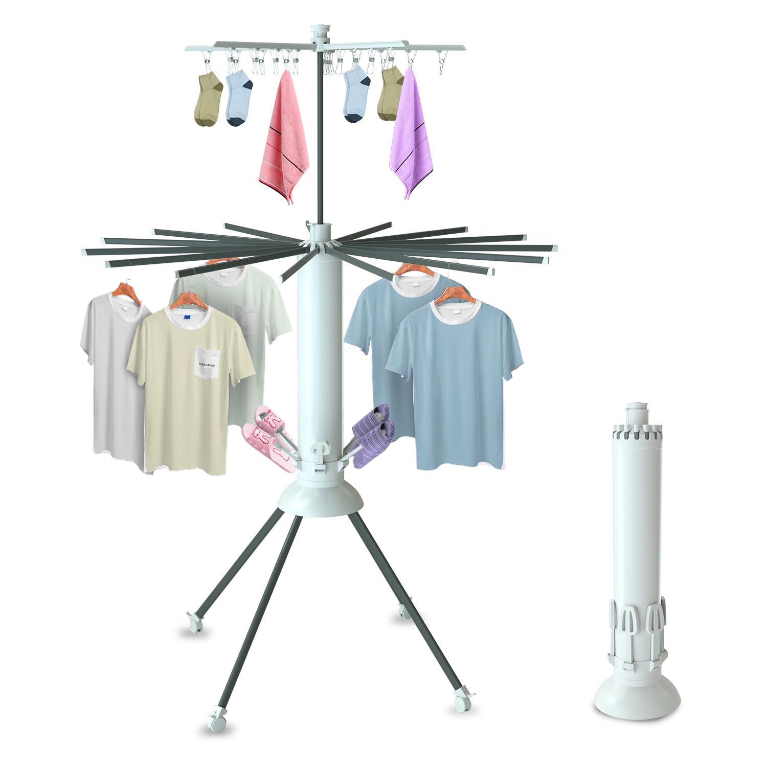 Amazon.com: GSMFS 3 Tier Foldable Portable Laundry Drying Rack with 4 ...