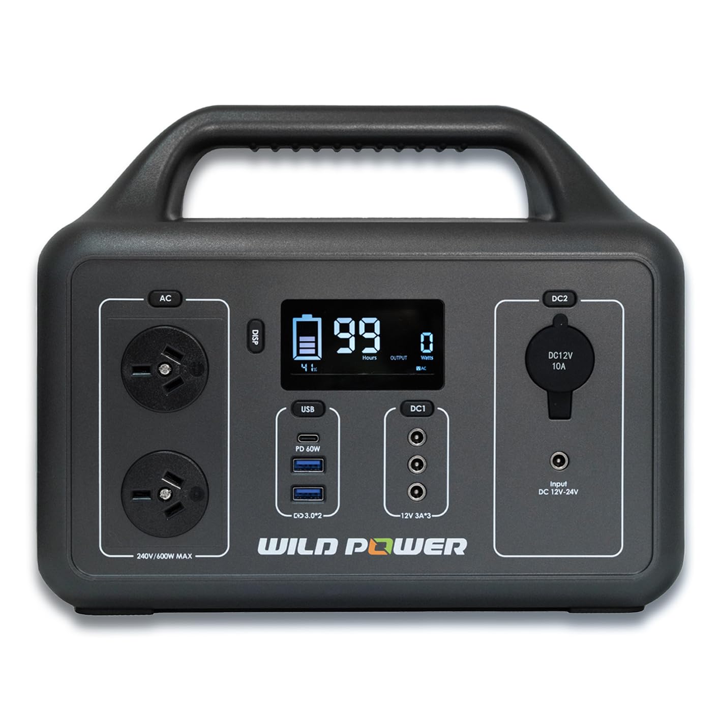 WILD POWER 560Wh Portable Power Station, 2x 600W 240V AC Outlet Solar ...