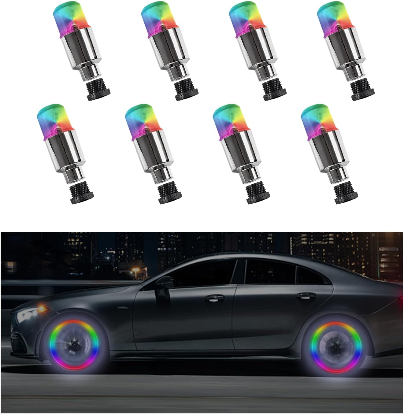 Amazon.com: Dickno 8PCS LED Tire Valve Stem Cap Lights, Neon Spoke ...